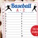 Baseball A to Z Word Game Printable Baseball Team Party Games MLB ...