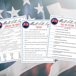 Martin Luther King Jr Day 6 Game Bundle | MLK Jr Day Printable Games ...