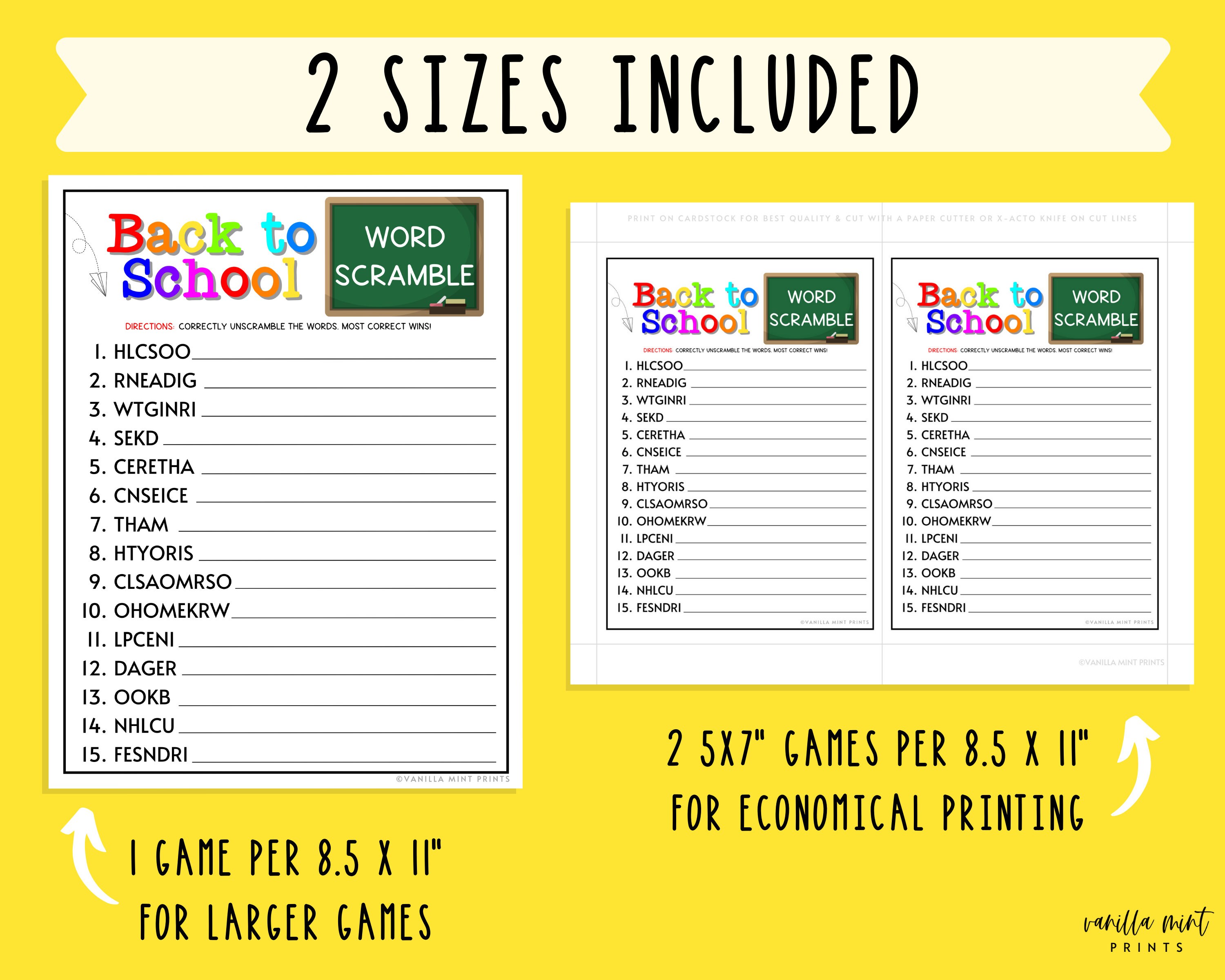 Back to School Game Word Scramble First Day of School | Etsy