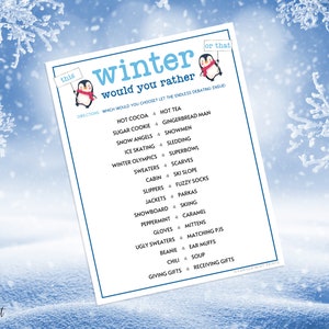Winter Would You Rather Game | Fun This or That Printable Winter Games ...