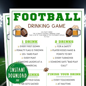 Football Drinking Game | Football Super Bowl Party Games | Printable ...
