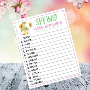 Spring Word Scramble Game | Printable Springtime Games | Party Games ...