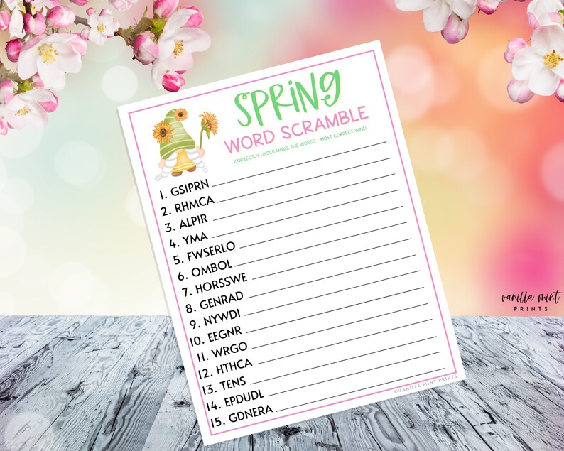 Spring Word Scramble Game Printable Springtime Games Party - Etsy Canada