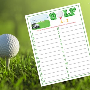 Golf A - Z Game | Printable Golf Team Party Games | Masters Golf ...