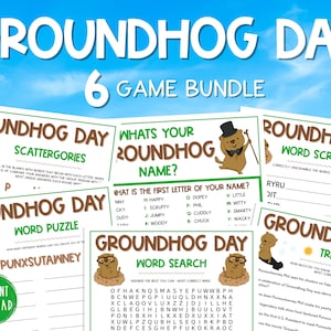 Groundhog Day 6 Game BUNDLE Punxsutawney Phil Printable Games Party ...