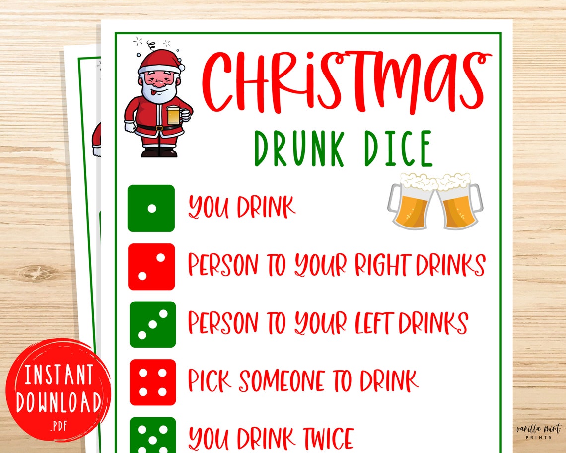 Christmas Drunk Dice Drinking Game | Christmas Games | Fun Holiday ...