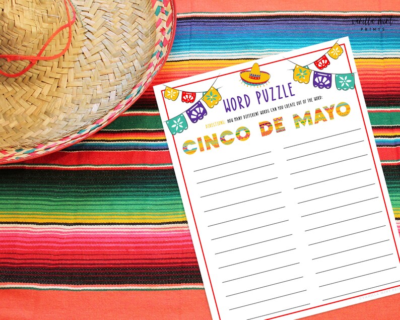 Cinco de Mayo Word Puzzle Game Word Game Mexican Party | Etsy