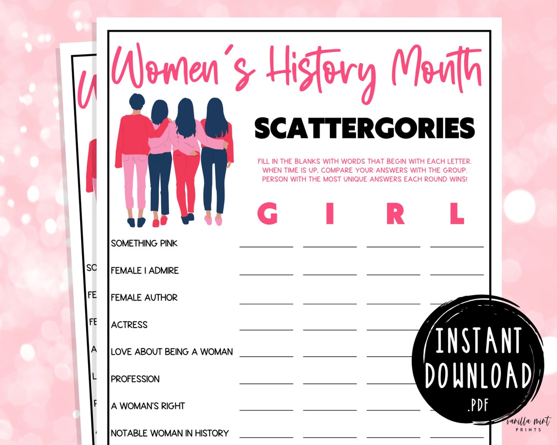 Women's History Month Scattergories Game Women - Etsy