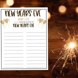 New Years Eve Word List Game New Years Games New Years Eve | Etsy
