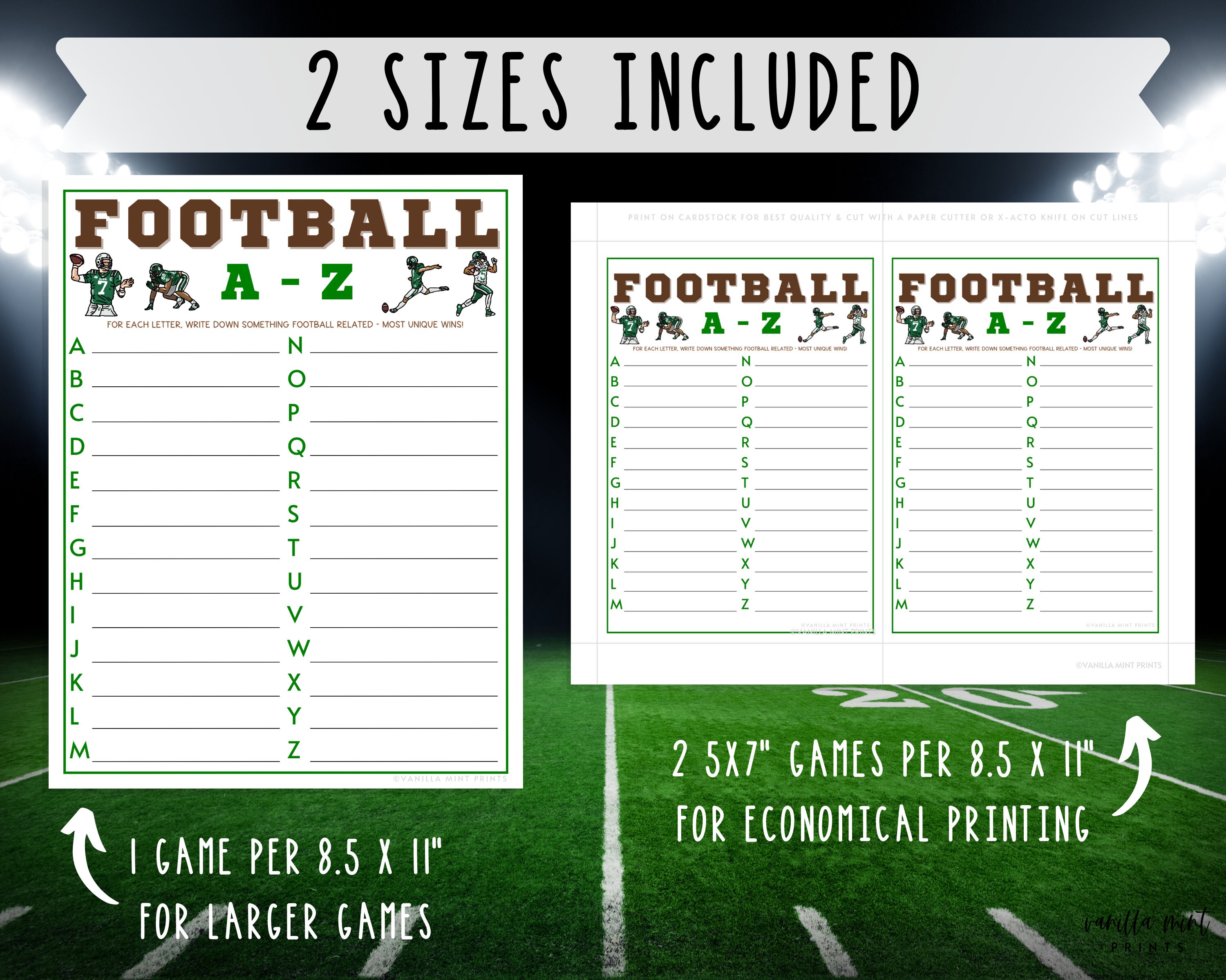 Football A to Z Word Puzzle Game | Super Bowl Party Games | Printable ...