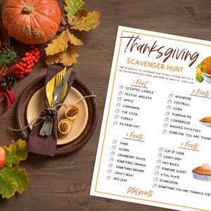 Thanksgiving Scavenger Hunt Game | Thanksgiving Party Games | Fun ...
