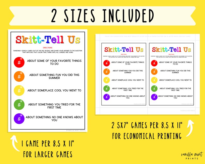 Skitt-tell Us Icebreaker Game Back to School First Day of - Etsy