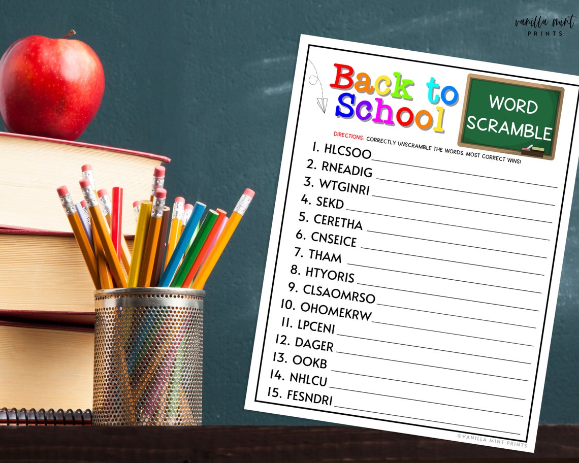 Back to School Game Word Scramble First Day of School | Etsy