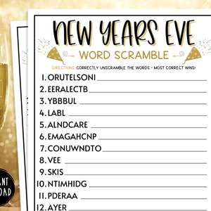 New Years Eve Word Scramble Game New Years Printable Games New Years ...
