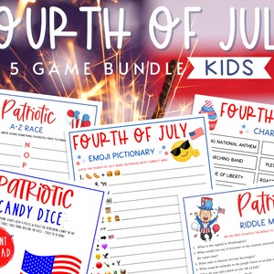 Fourth of July 5 Party Games KIDS BUNDLE | 4th of July Printable Game ...