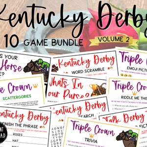 Kentucky Derby 10 Game BUNDLE Volume 2 | Ten Horse Race Party Games ...