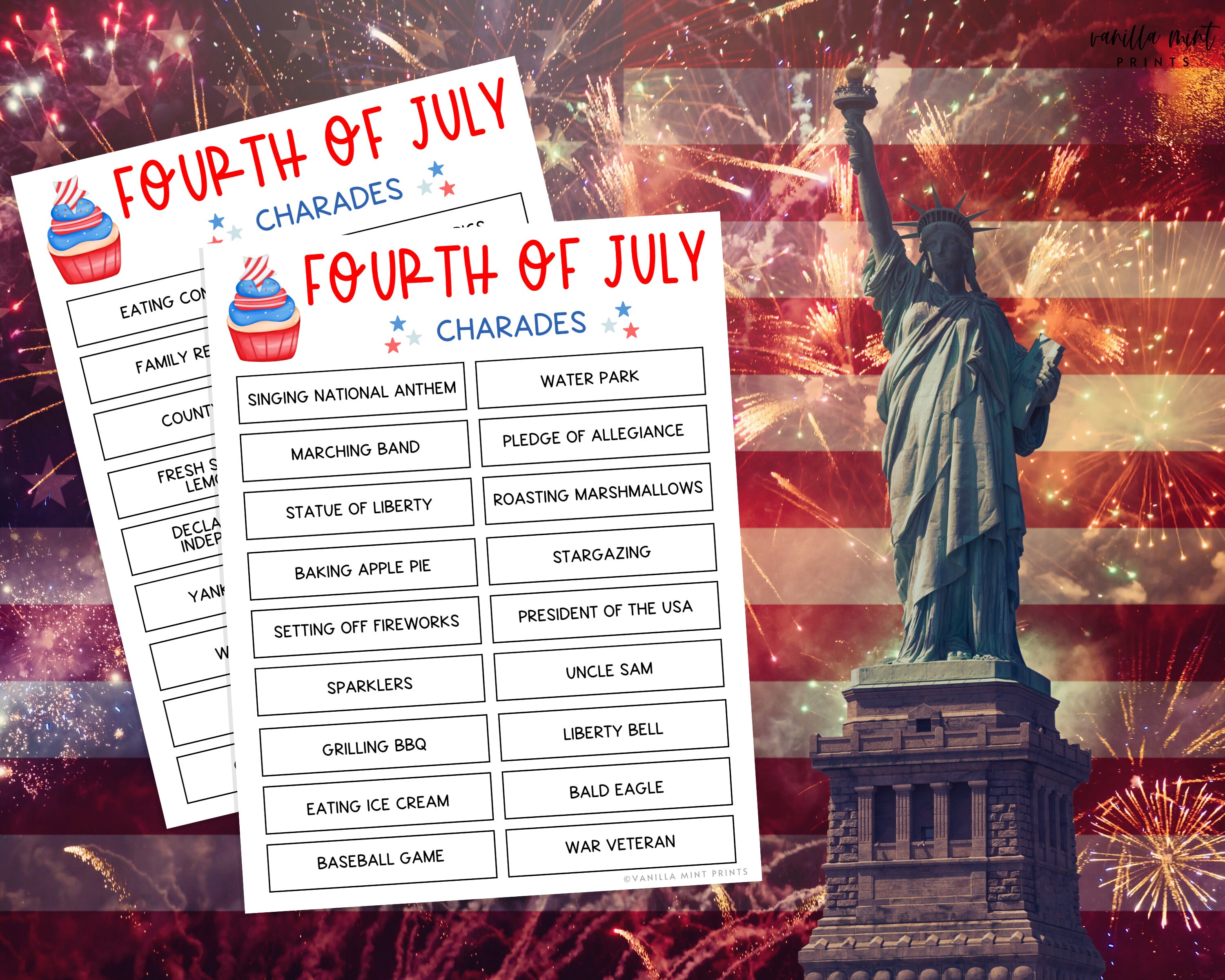 Fourth of July Charades Game | 4th of July Printable Games ...