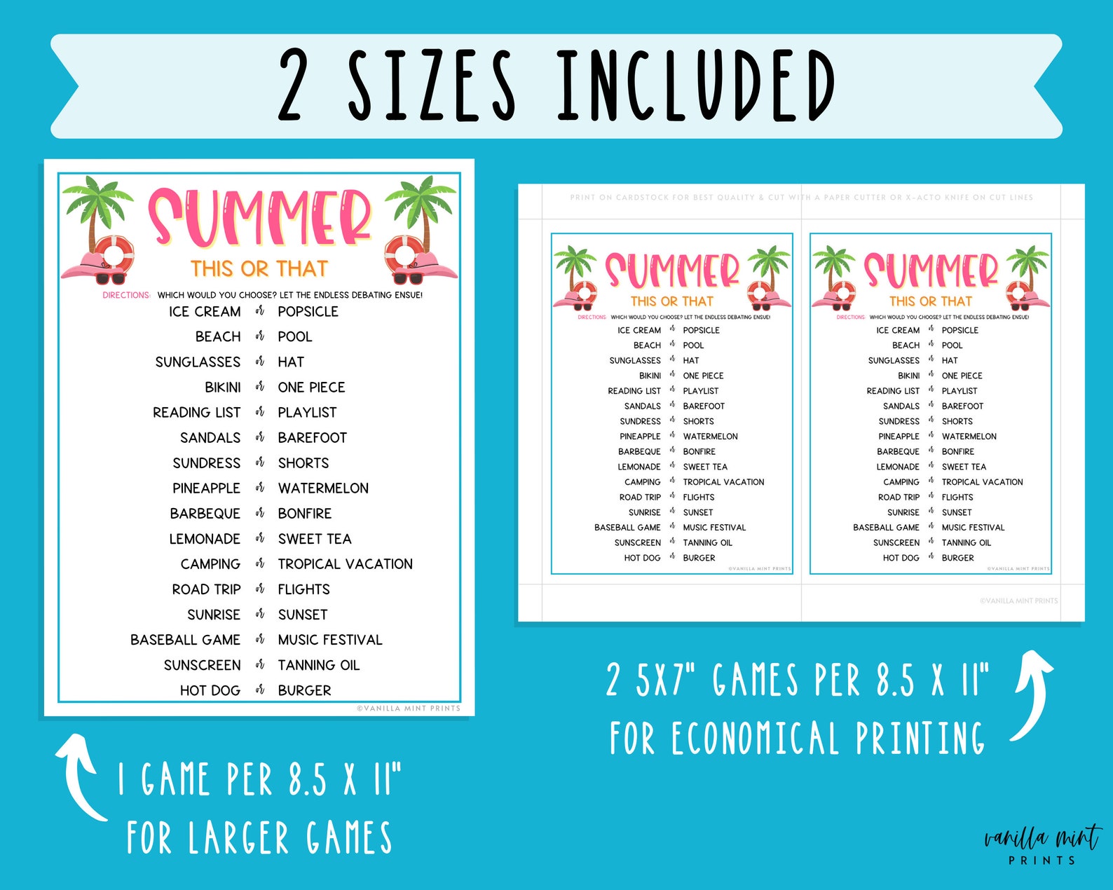 Summer This or That Printable Summertime Games Party Games - Etsy