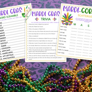 Mardi Gras 10 Game BUNDLE | Fat Tuesday Party Games | Carnival | Mardi ...