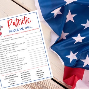 Patriotic Riddle Me This Game | Printable Memorial Day Party Game ...