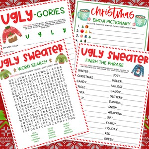 Ugly Sweater Party 10 Game BUNDLE | Christmas Printable Games | Fun ...
