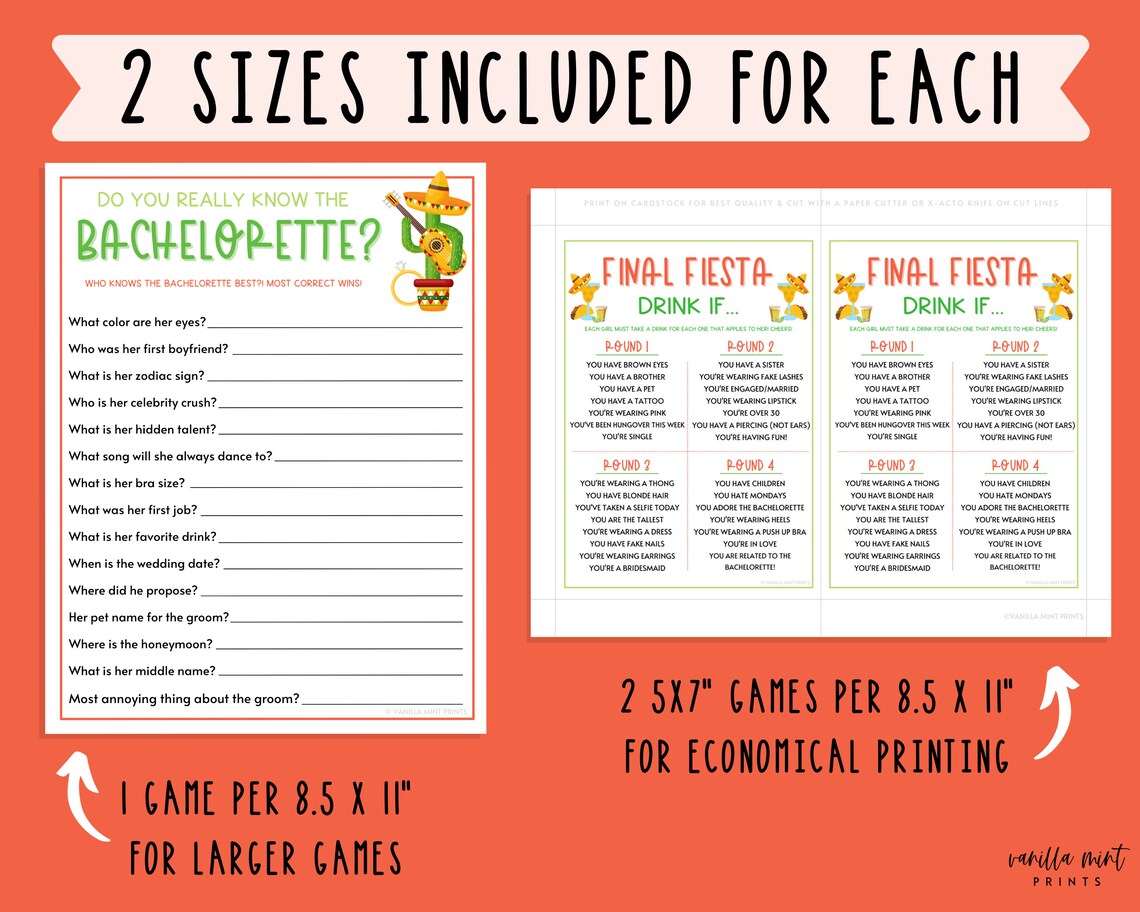 Final Fiesta Bachelorette Party Games BUNDLE 10 Game Pack | Etsy