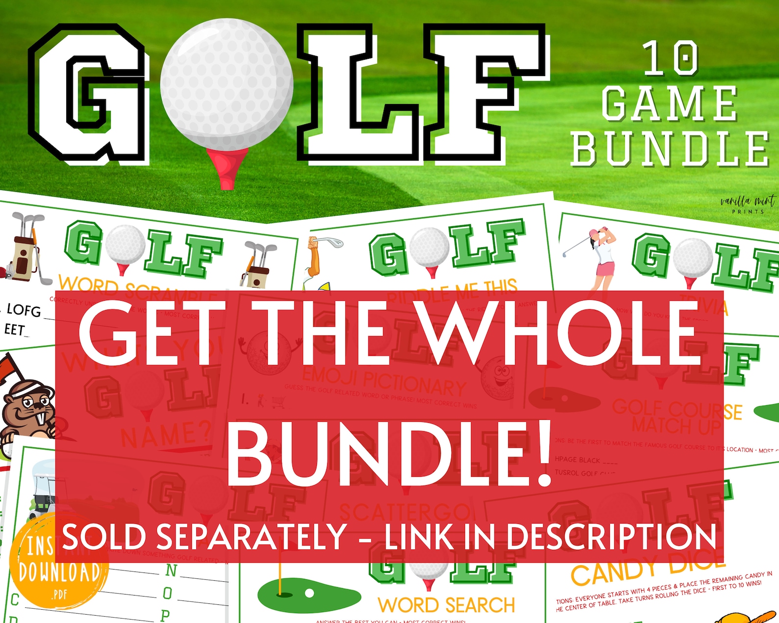 Golf Course Match up Game Printable Golf Party Games Masters Golf ...