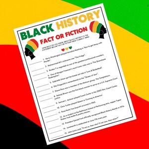 Black History Month Fact or Fiction Trivia Game | African American ...