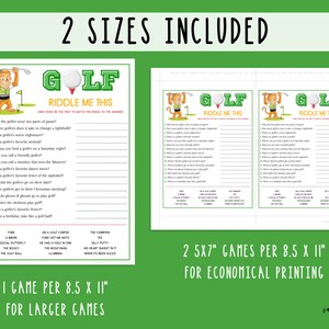 Golf Riddle Me This Game | Printable Golf Team Party Game | Masters ...