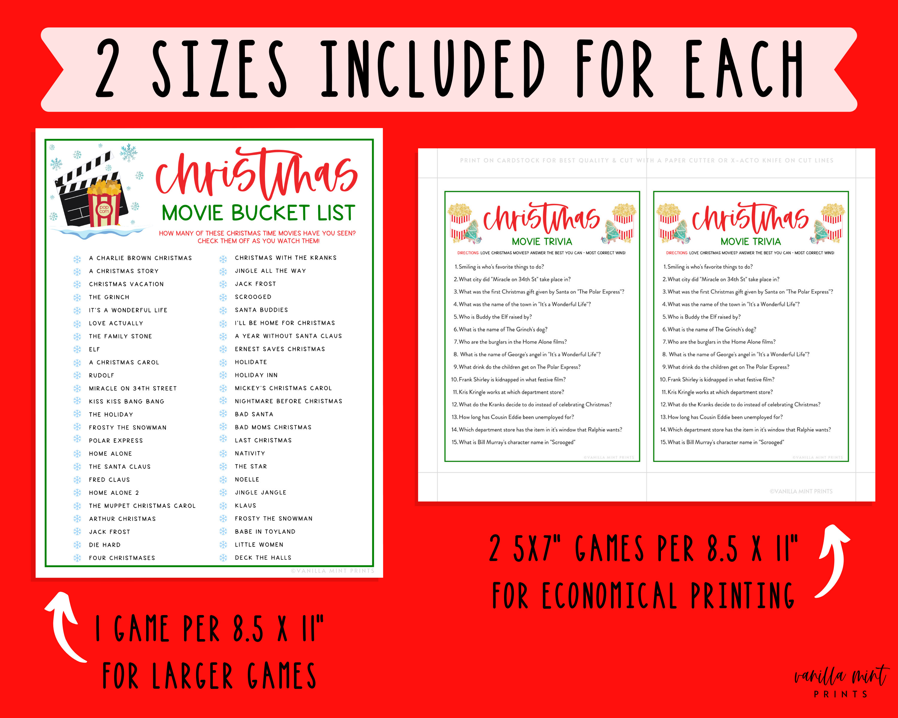 Christmas Movie Game BUNDLE 5 Christmas Movies Printable - Etsy