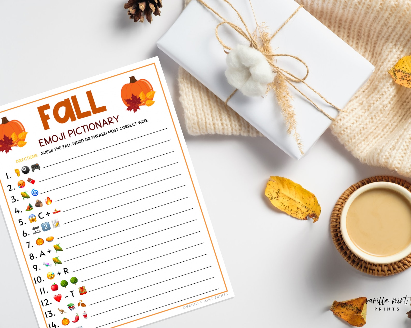 Fall Emoji Pictionary Game Printable Autumn Games Fall - Etsy