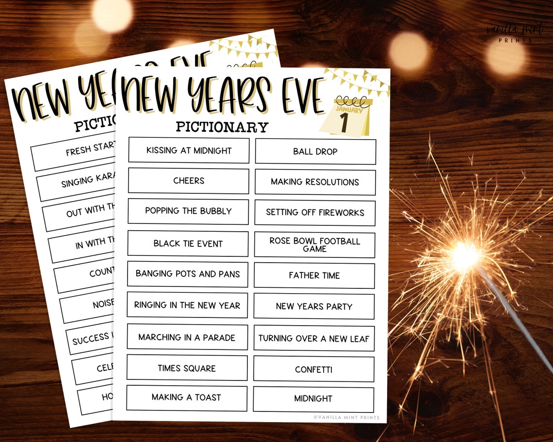 New Years Eve Pictionary Game Fun New Years Eve Party Games | Etsy