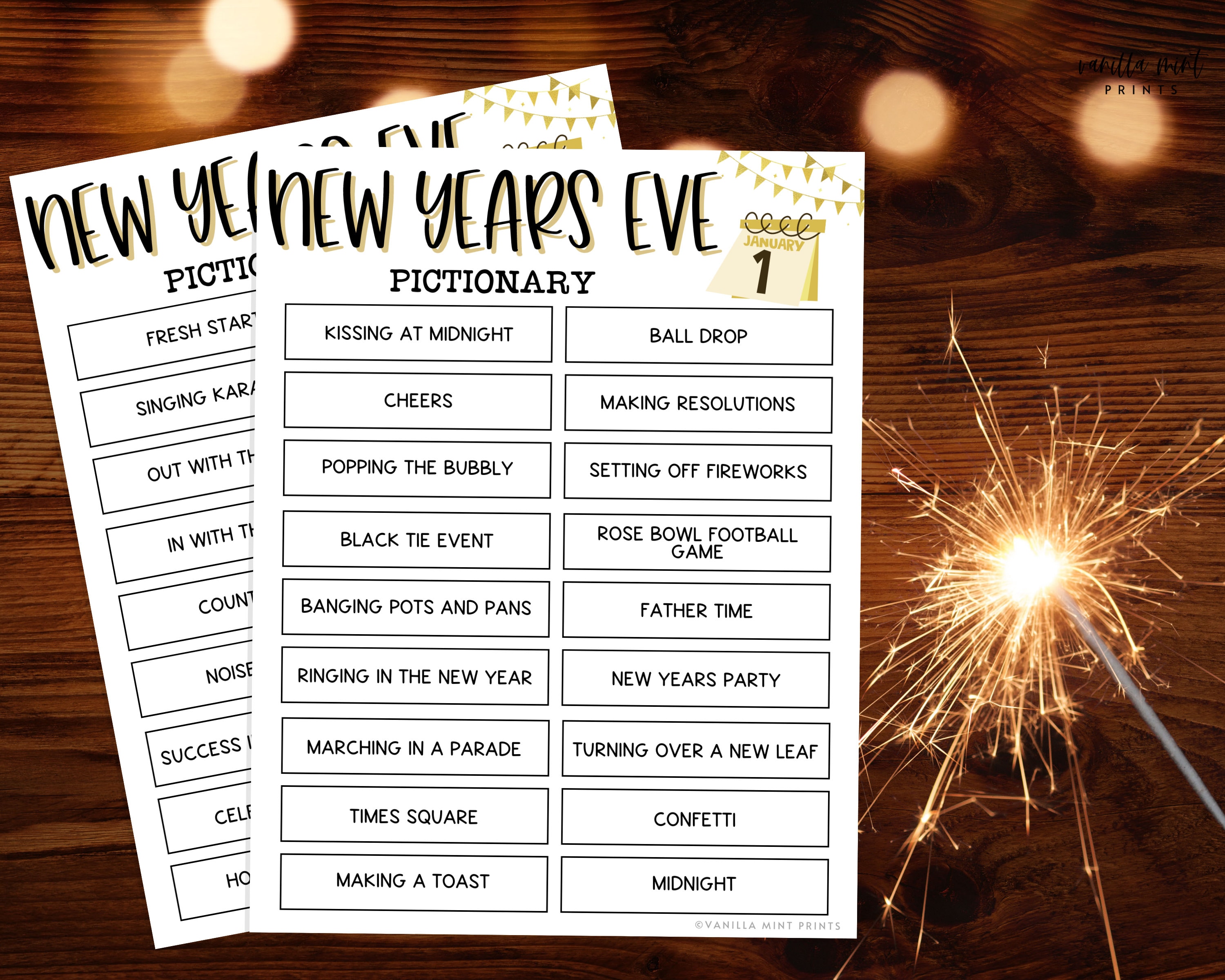 New Years Eve Pictionary Game Fun New Years Eve Party Games | Etsy