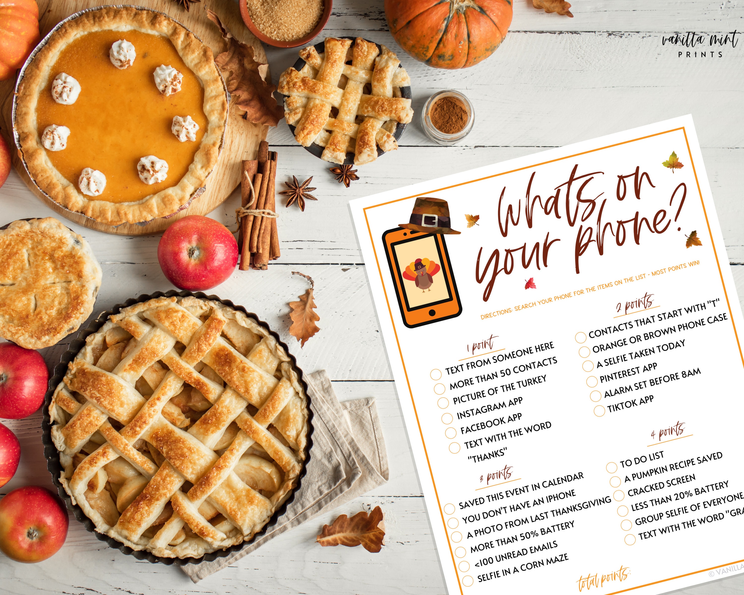 Thanksgiving What's on Your Phone Game Thanksgiving - Etsy