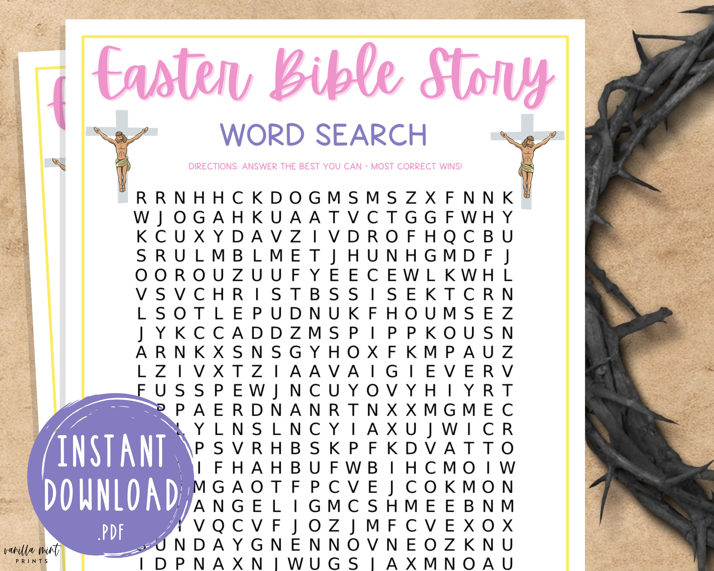 Easter Bible Story Word Search Printable Easter Games | Etsy
