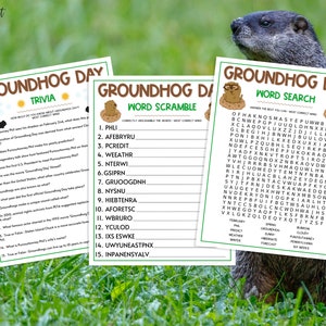 Groundhog Day 6 Game BUNDLE Punxsutawney Phil Printable Games Party ...