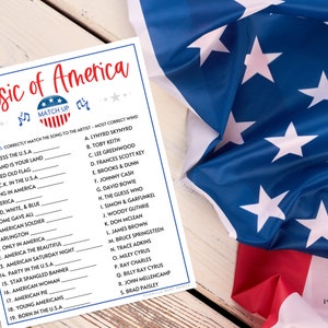 Patriotic Music of America Trivia Match up Game | Printable Memorial ...