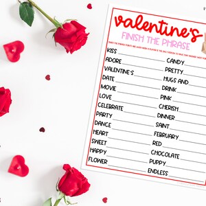 Valentine's Day Finish the Phrase Game | Fun Valentine's Day Printable ...