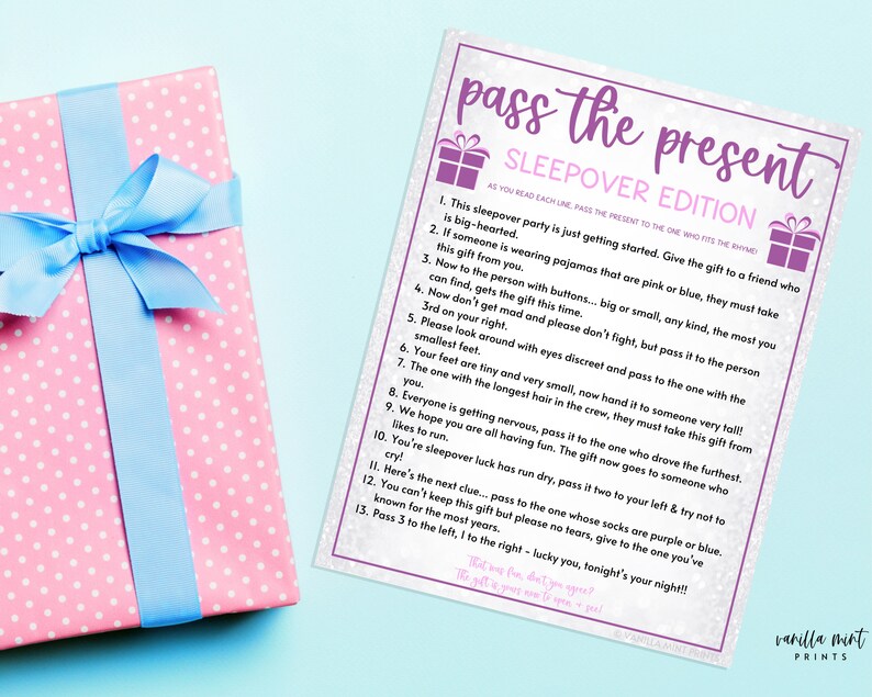 Teen Slumber Party Games Pass the Present Girls Sleepover - Etsy