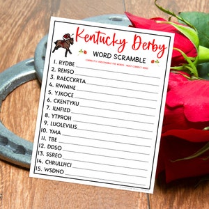 Kentucky Derby Word Scramble Game | Triple Crown Party Game | Horse ...