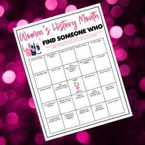 Women's History Month Find Someone Who Game | Women Empowerment ...