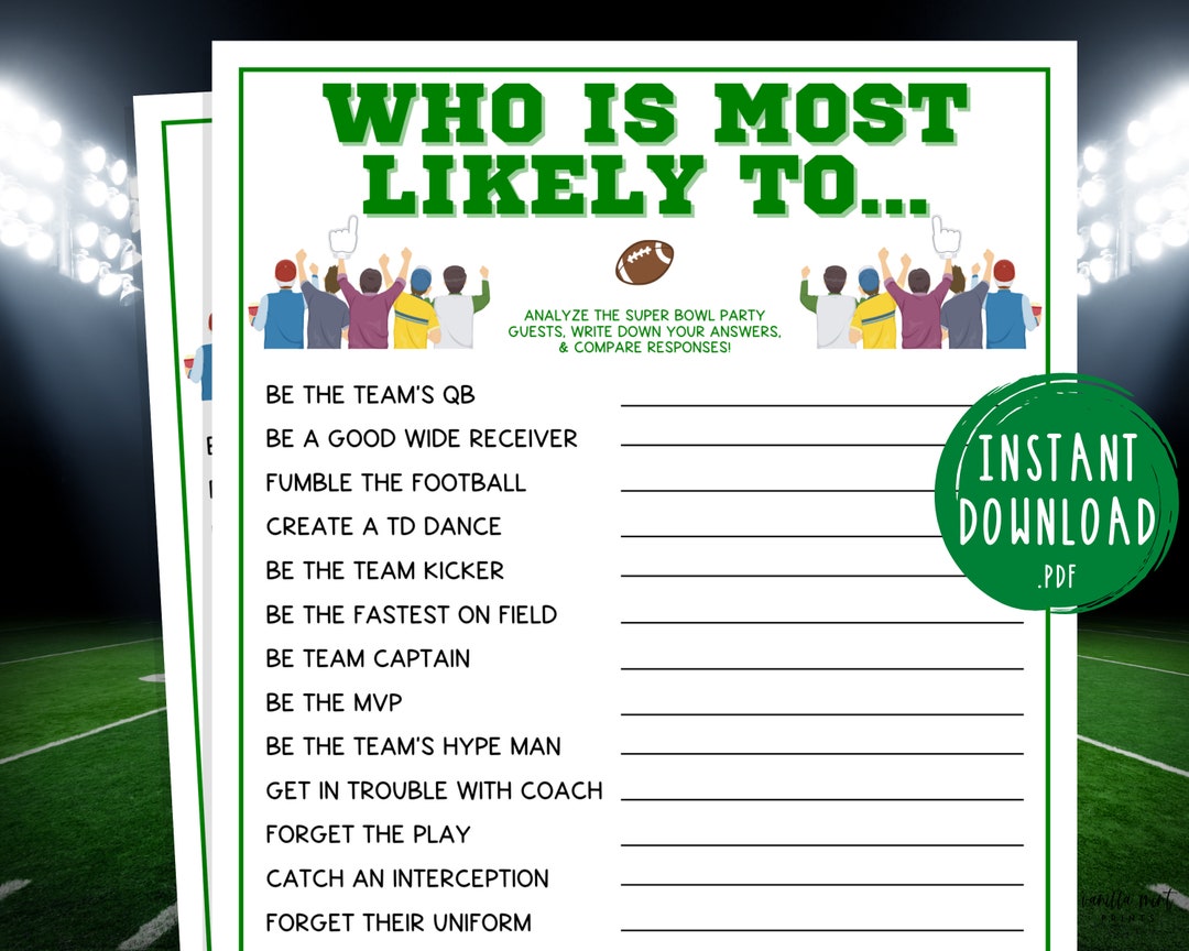 Football Who is Most Likely to Game | Fantasy Football Party Games ...