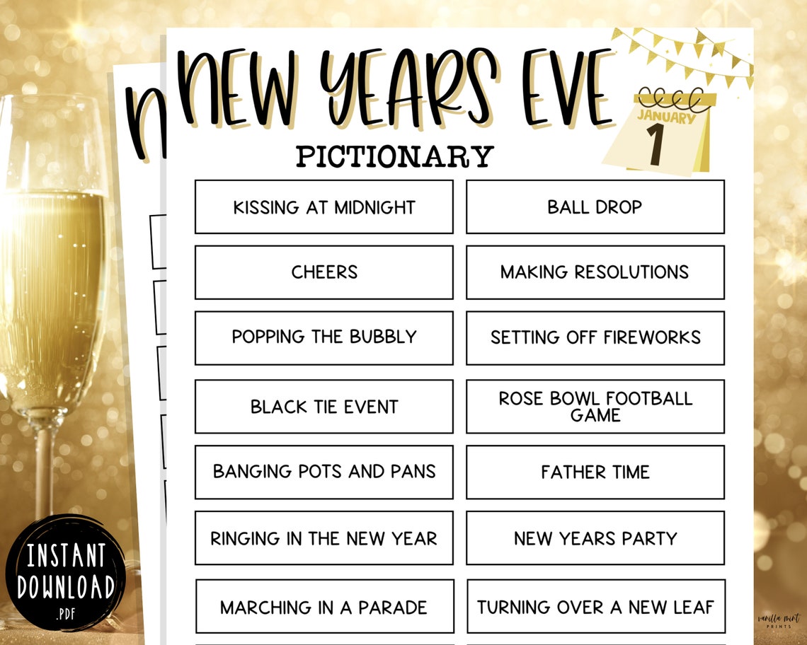 New Years Eve Pictionary Game Fun New Years Eve Party Games | Etsy