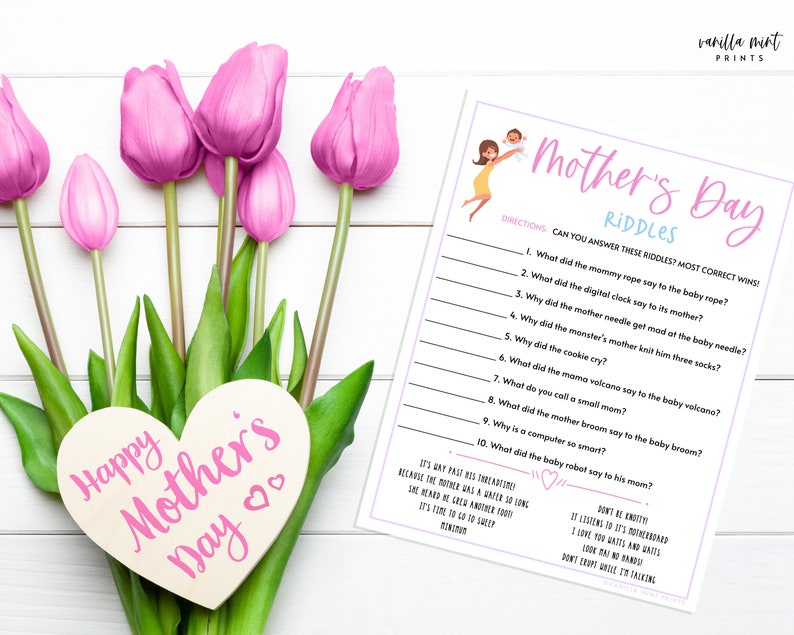 Mother's Day Riddles Game Funny Mothers Day Jokes and | Etsy
