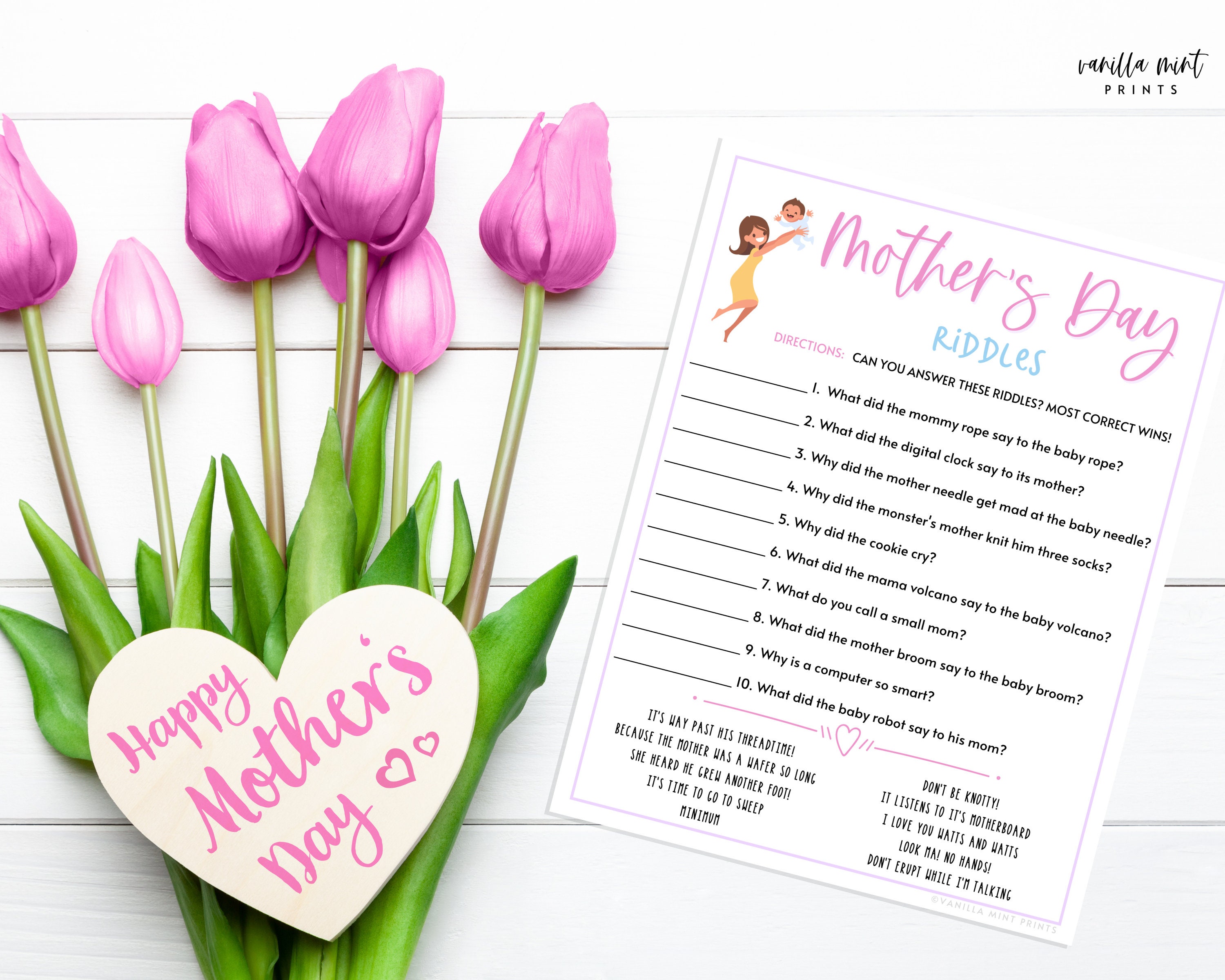 Mother's Day Riddles Game Funny Mothers Day Jokes and - Etsy UK