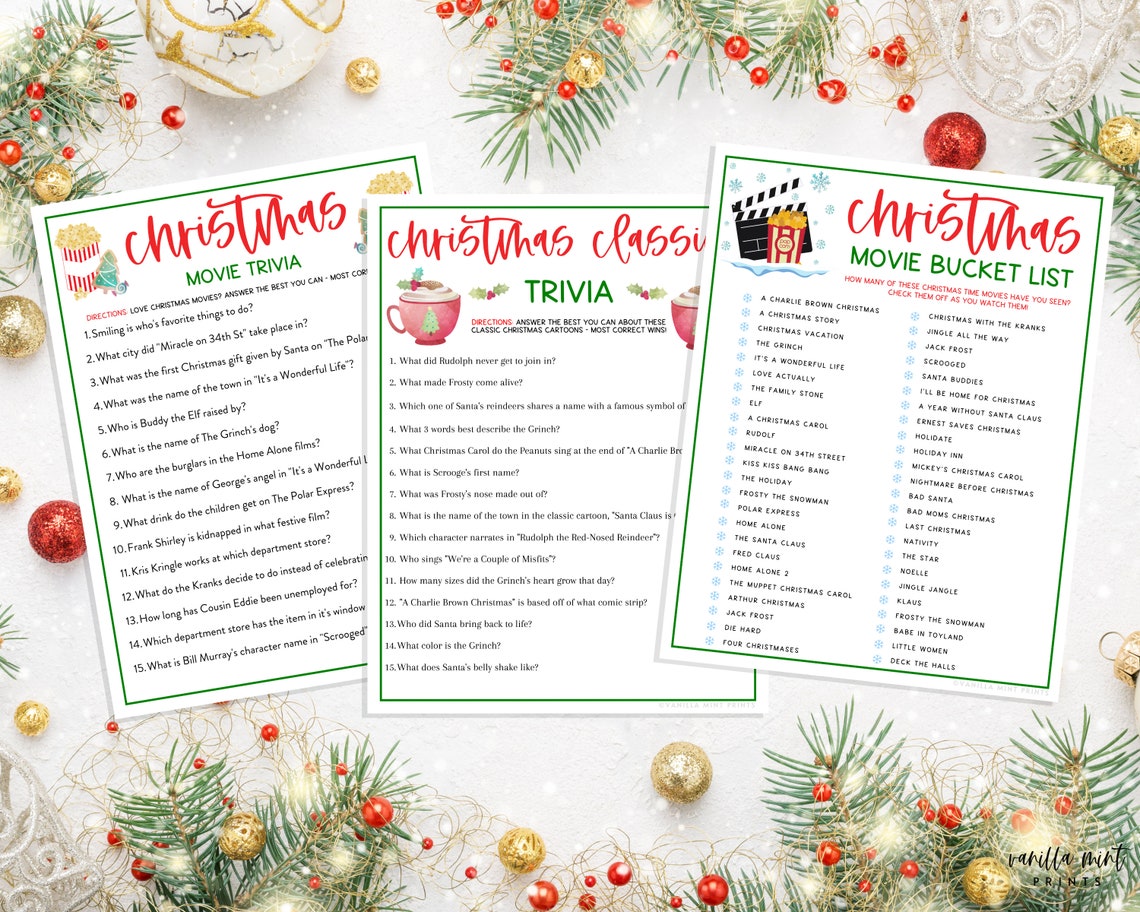 Christmas Movie Game BUNDLE 5 Christmas Movies Printable - Etsy