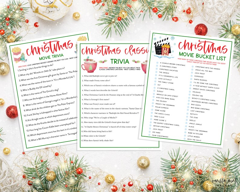 Christmas Movie Game BUNDLE 5 Christmas Movies Printable | Etsy