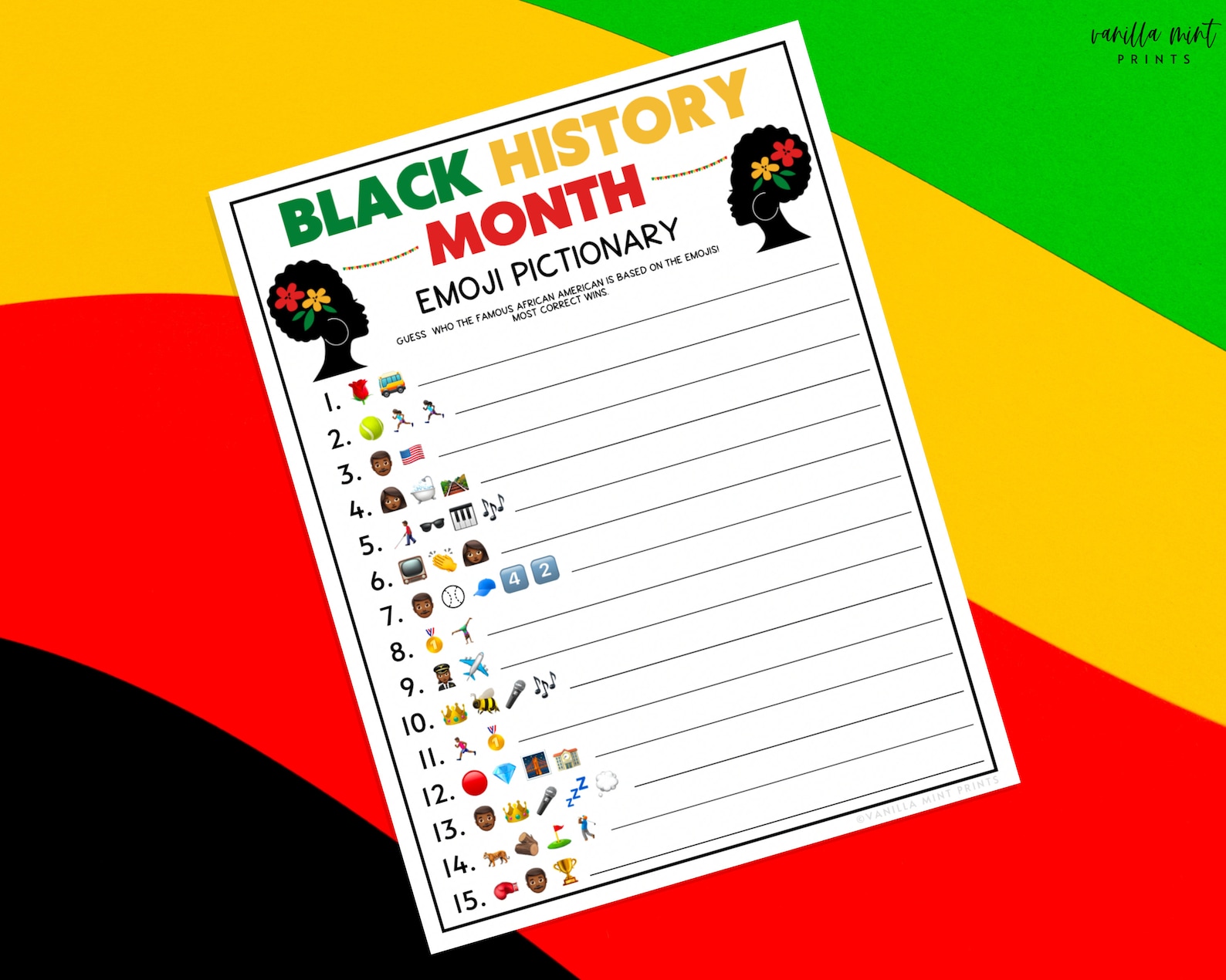 Black History Month Emoji Pictionary Game | African American History ...