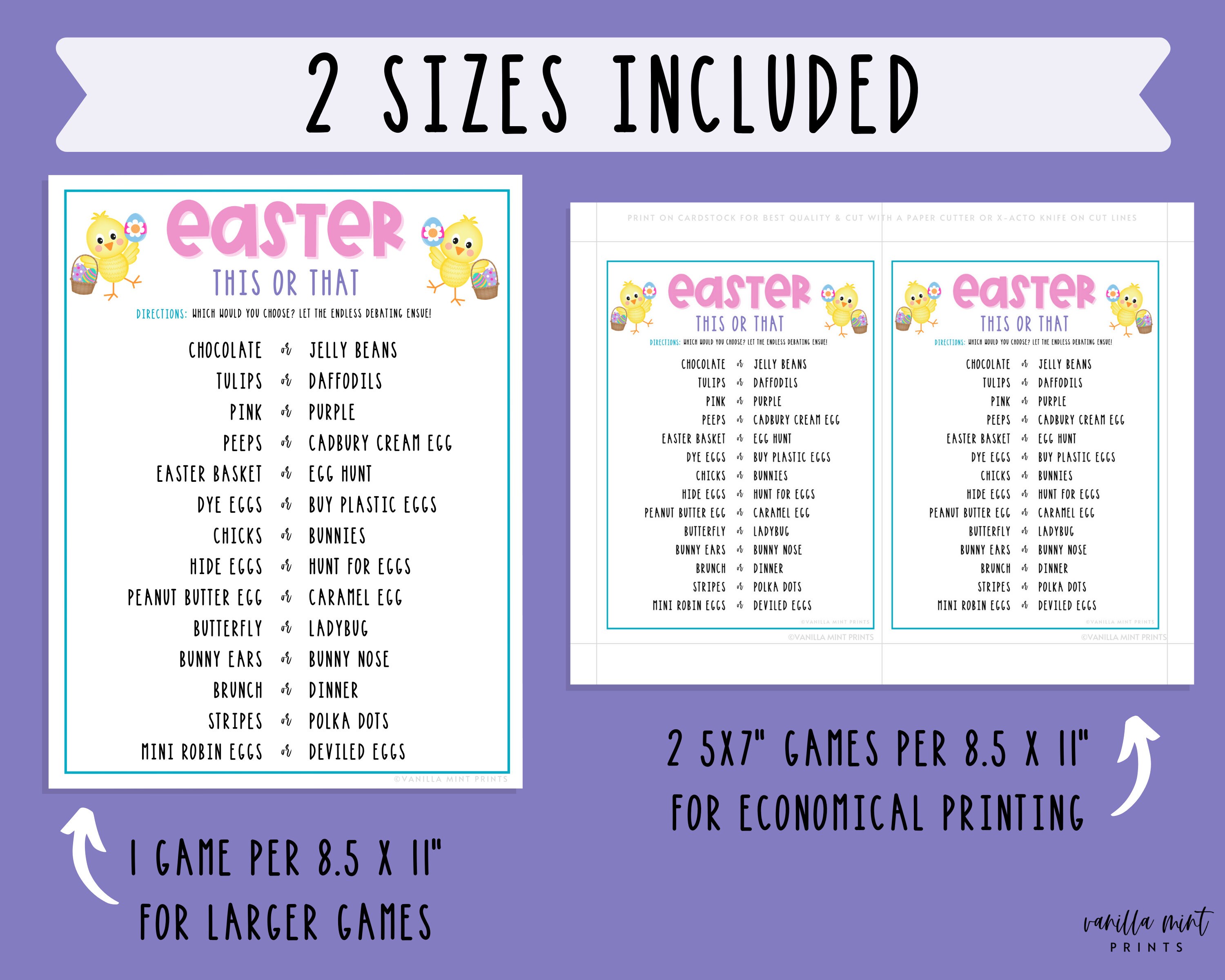 Easter This or That Game Printable Easter Games Party | Etsy