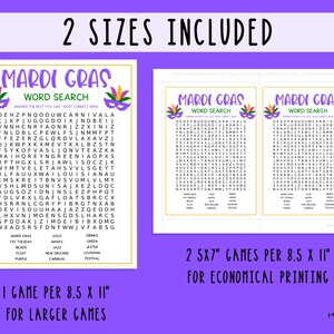 Mardi Gras Word Search | Fat Tuesday Party Games | Carnival | Mardi ...